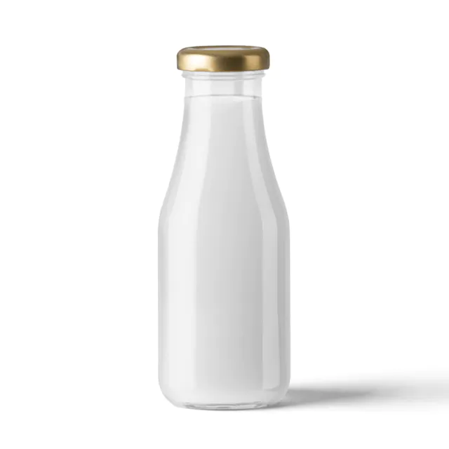 Front View Golden Lid Glass Juice Bottle Mockup